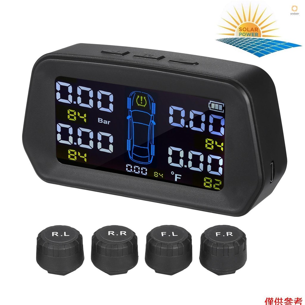 Tire Pressure Monitoring System Solar Powered with 4 External Sensors 6 ...