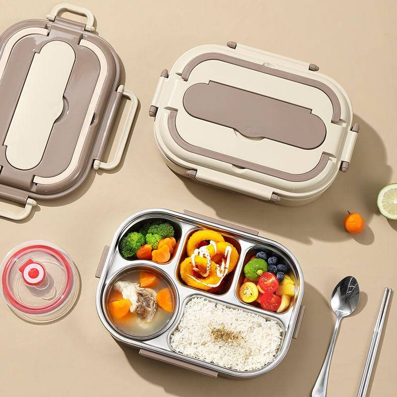 304 Stainless Steel Insulated Lunch Box with Lid Dinner Plate Canteen ...