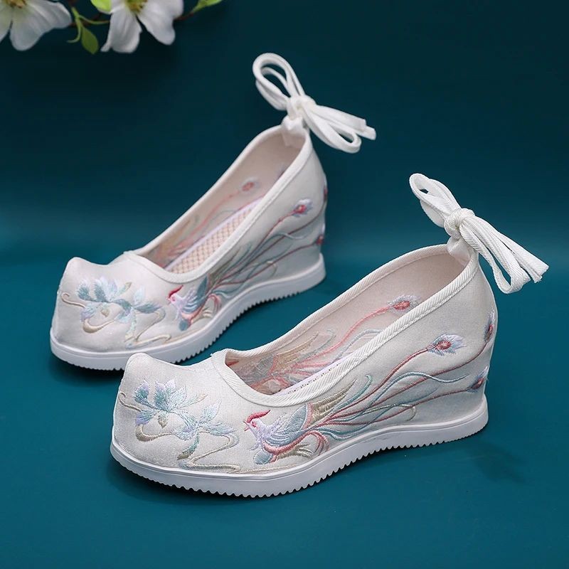 Chinese Traditional Hanfu Shoes Ancient Women Flats White Bandage ...