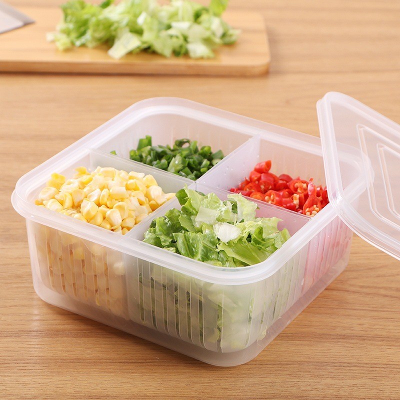 Korean Style Refrigerator Storage Box round/4/6 Grid Food Vegetable ...
