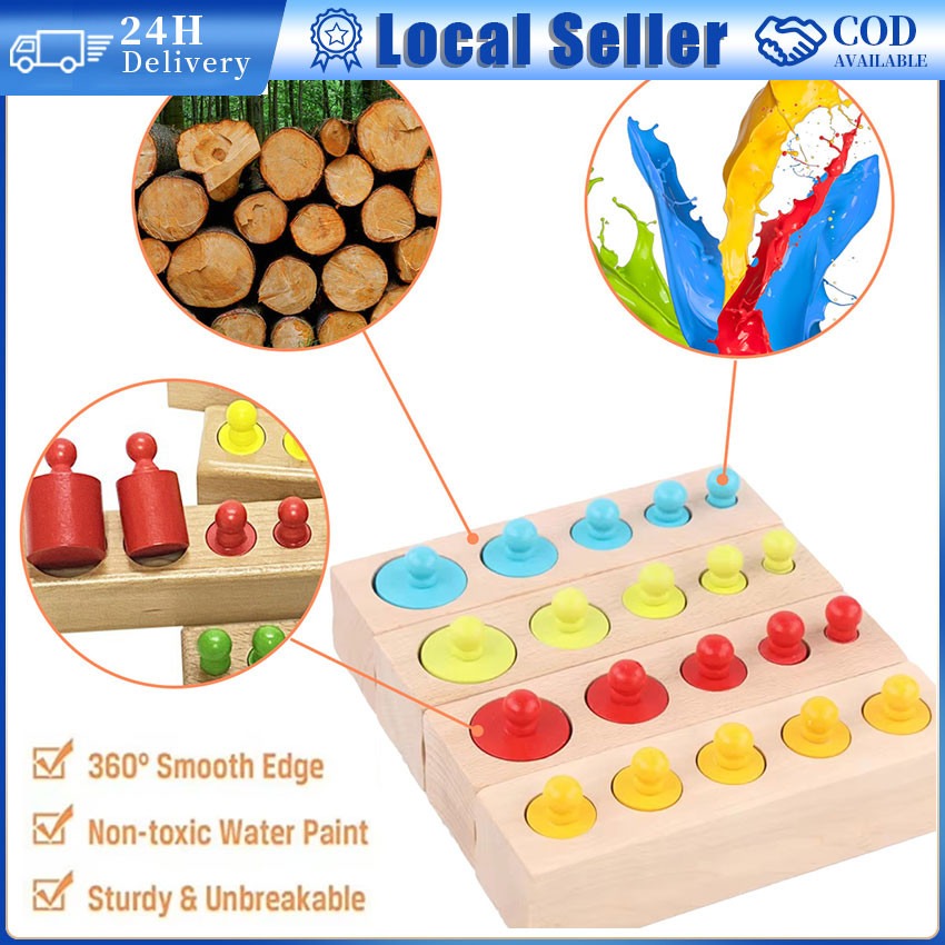 Socket Wooden toy Blocks Wooden Montessori Toys Knobbed colours socket ...