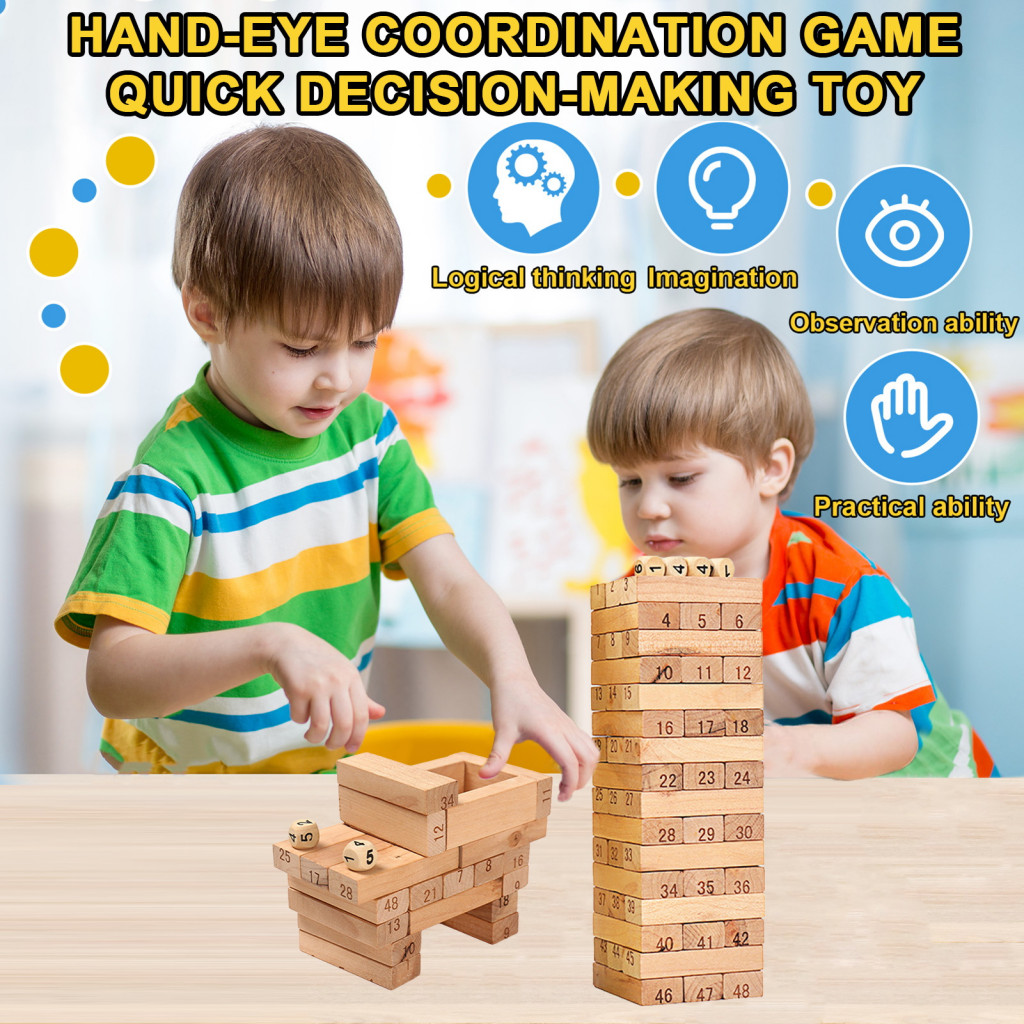 Building Kids Block Stacking Game Building Block Tumbling Tower Game ...