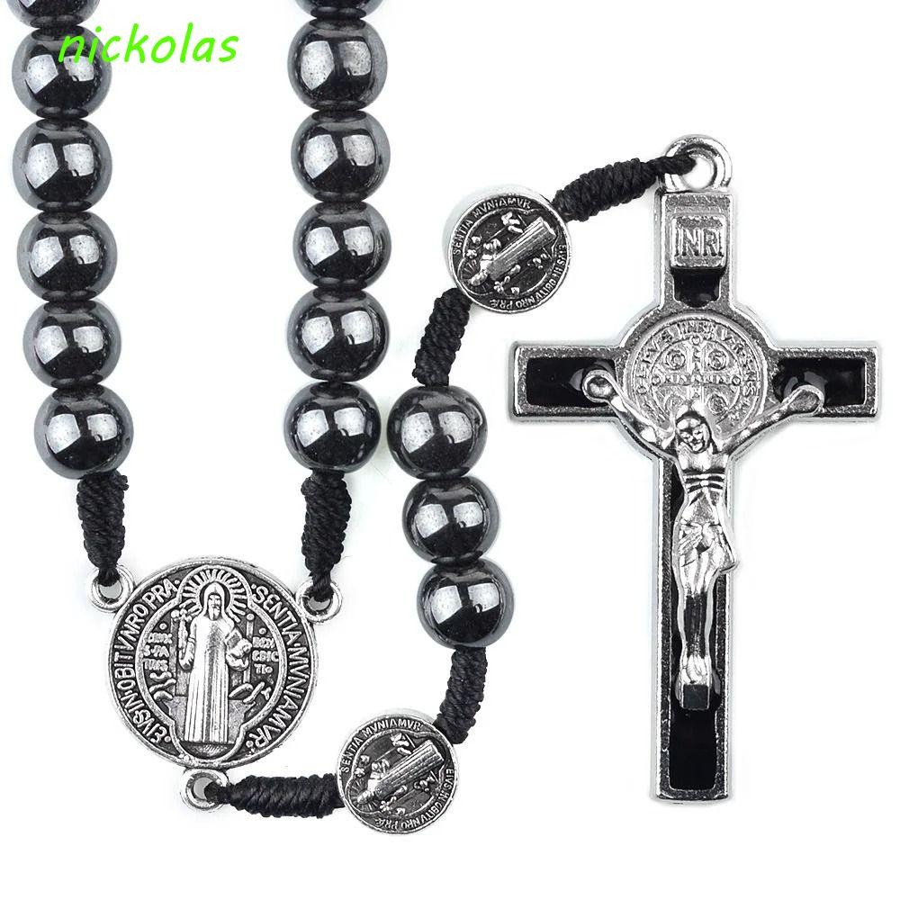 NICKOLAS Handmade Rosary Necklace, Wood Car Ornament Wood Beads ...