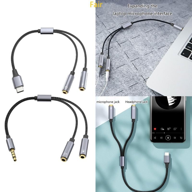 Fair Headsets Mic Splitter Adapters 3 5mm USB C Extension Cable 3 5mm ...
