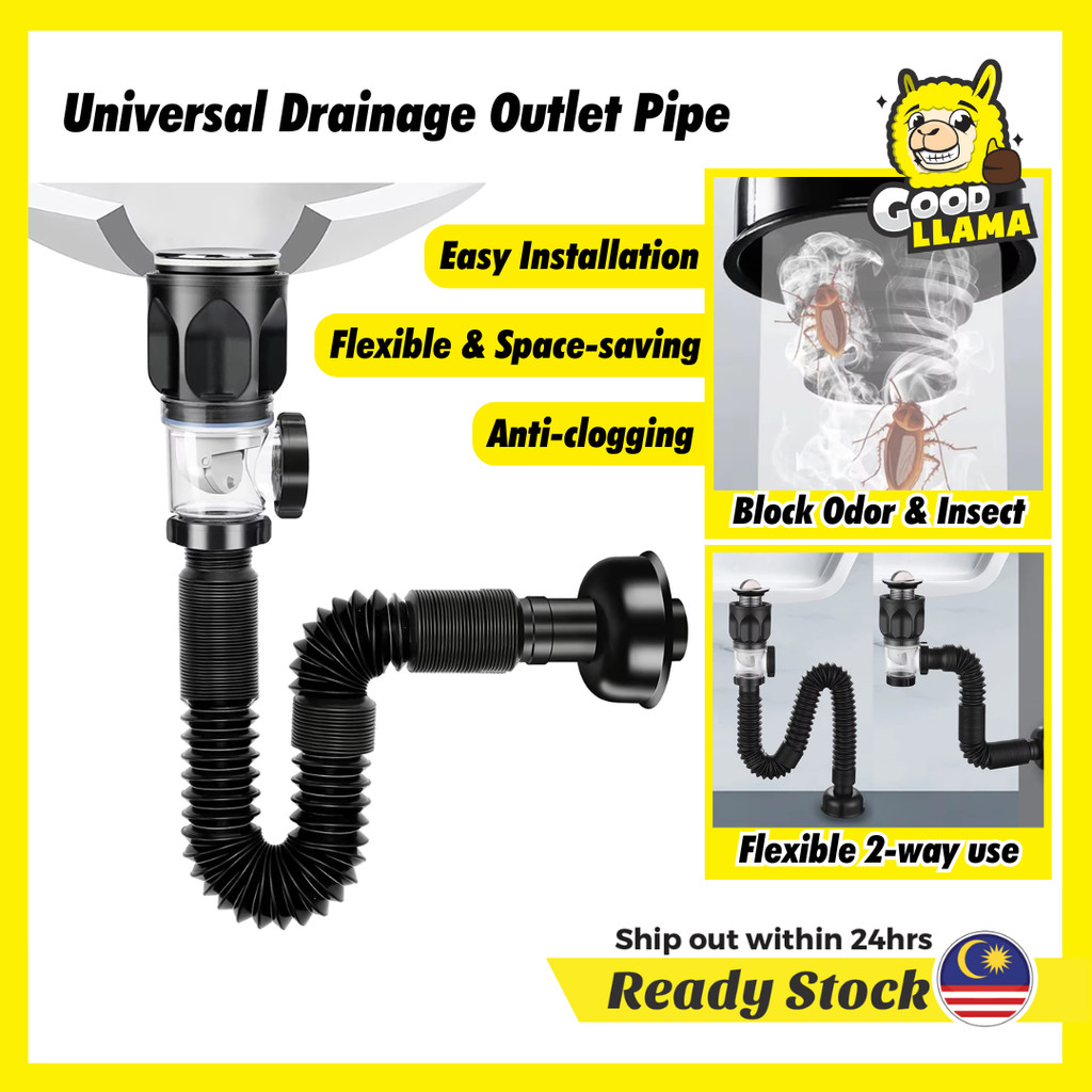 Universal 2-Way Sink Drainage Pipe Set Retractable Anti-Odor Basin ...