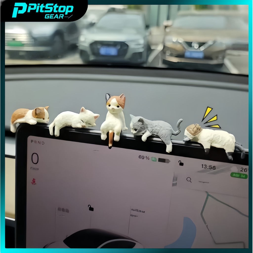 Cute Animal-themed Car Interior Decor Resin Cat Ornaments Funny Animals ...