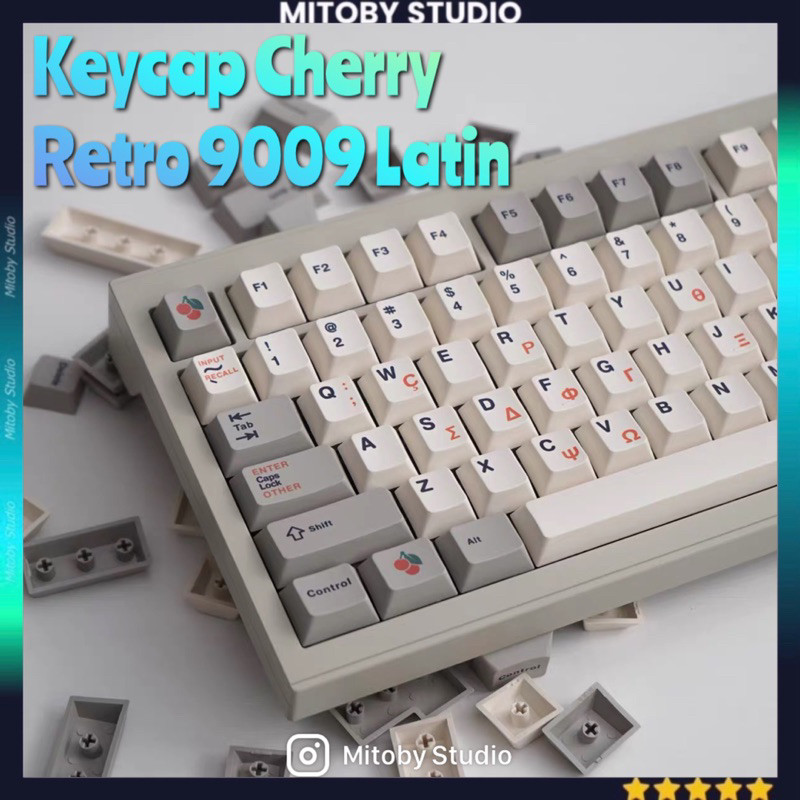 Keycap Retro 9009 Latin Cherry profile PBT Dyesub Mitoby Studio mechanical keyboard buttons ...