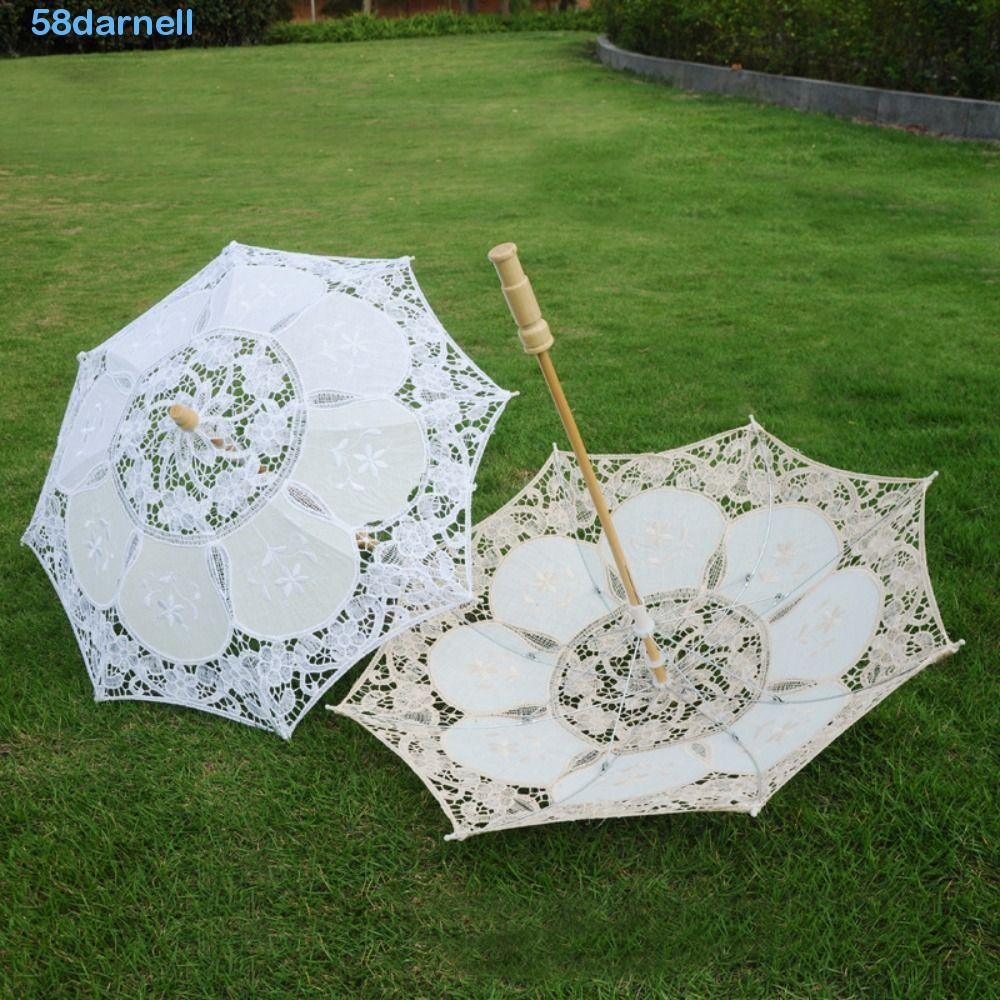 DARNELL Wedding Lace Umbrella, Hollowed Embroidery Floral Prop Umbrella ...