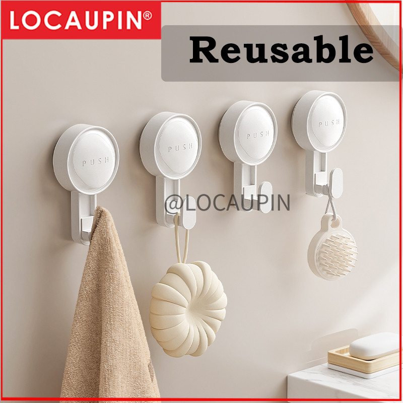 Locaupin Removable Adhesive Hooks,Wall Hooks-Reusable, No-Trace, Tool ...
