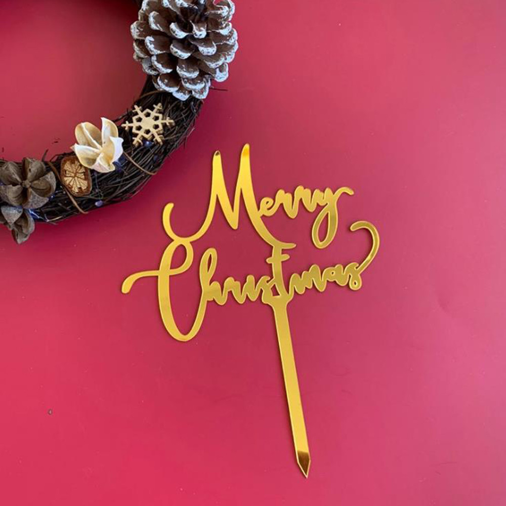 Merry Christmas Cupcake Toppers 2025 Christmas Acrylic Cake Topper ...