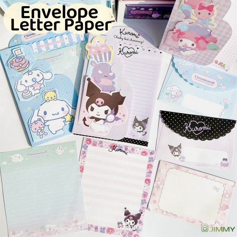 Sanrio Hello Kitty Envelope Letter Paper Set Cute My Melody Kuromi ...