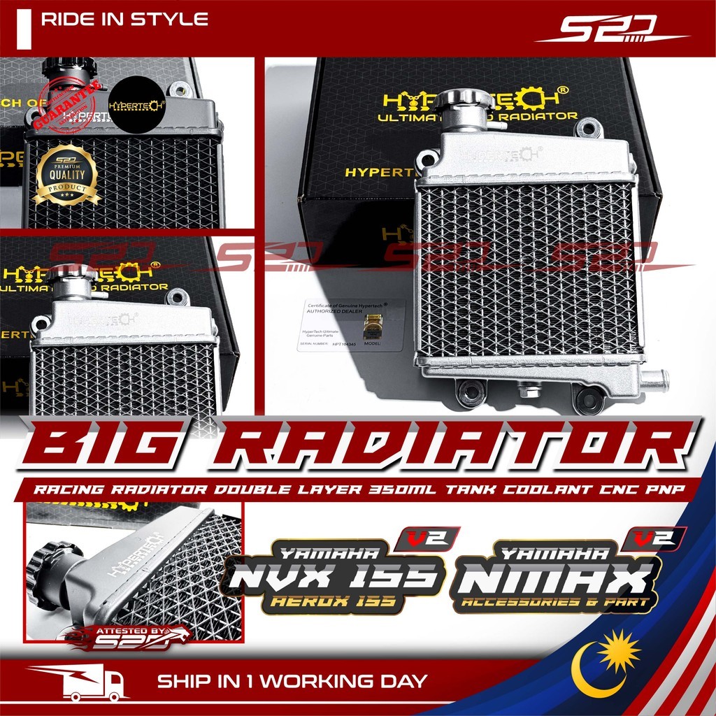 Big Radiator HYPERTECH NVX V2 NMAX V2 AEROX 155 Racing Radiator Double ...