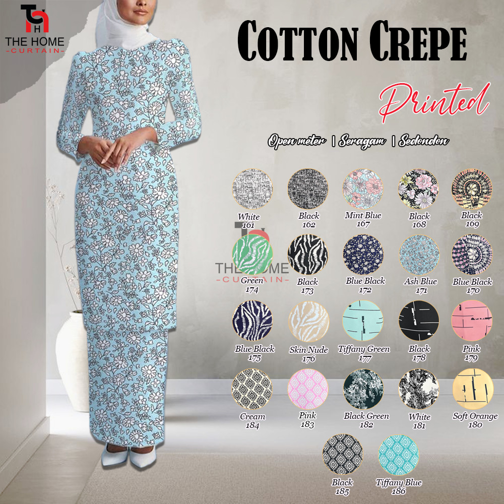 PRE-ORDER Ladies Fabric Meter Cotton Crepe Printed (P3) / Bidang 60 ...