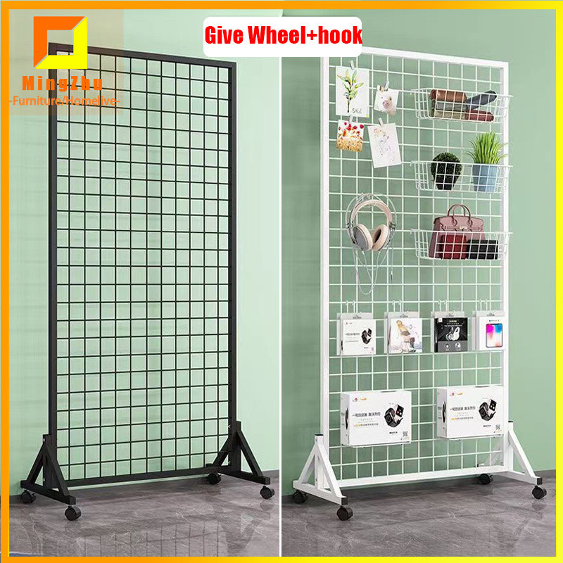 Vertical mesh floor display frame mobile double-sided wire mesh rack ...