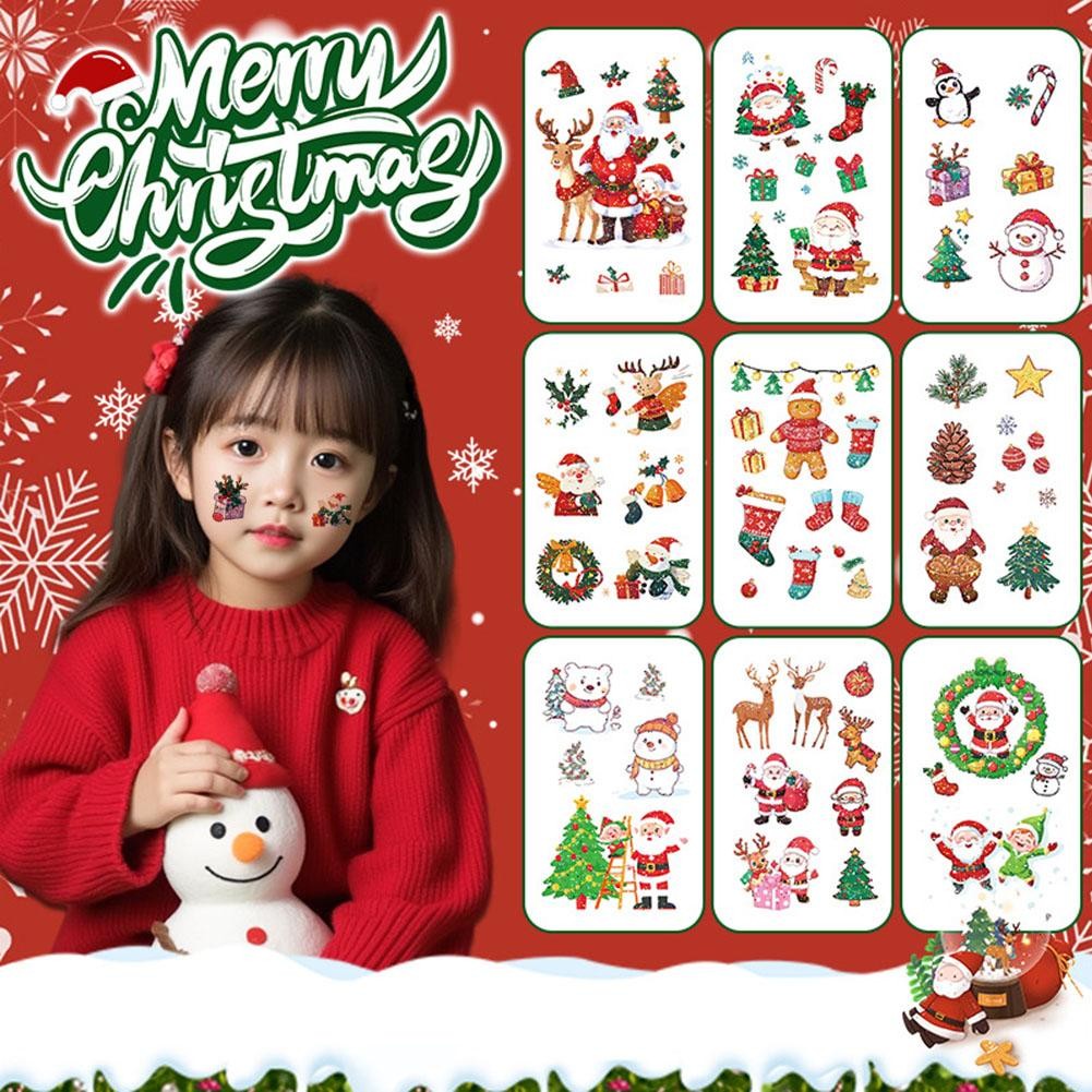 Christmas Stickers Facial Body Children Cartoon Cute Snowman Stars ...