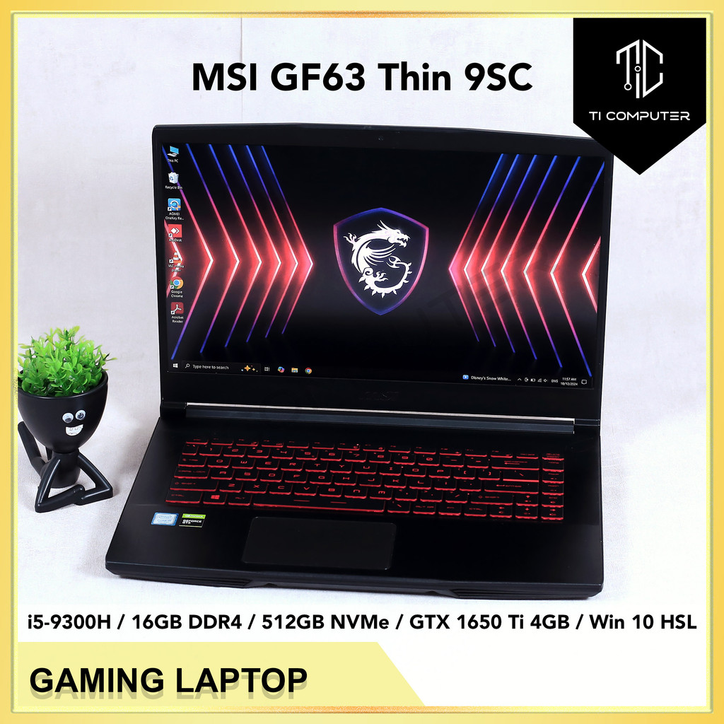 MSI GF63 Thin 9SC Intel i5-9300H 16GB DDR4 RAM 512GB NVMe SSD GTX 1650 ...