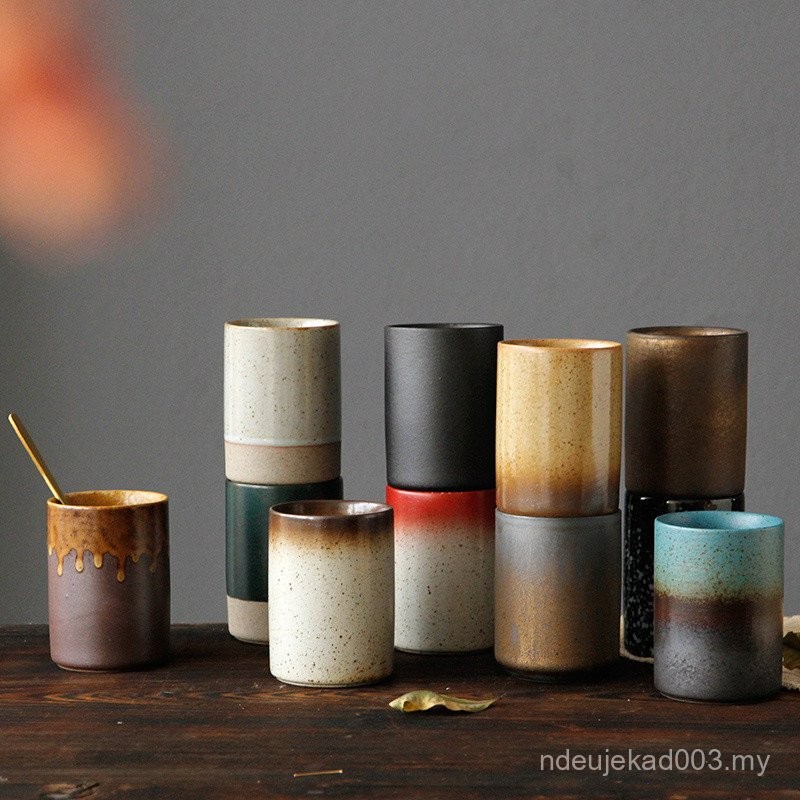 Tembikar cawan teh cawan mug Jepun retro hotel restoran cawan minum air ...