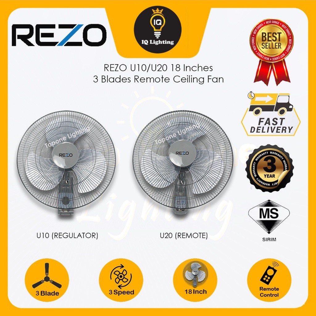 REZO 18" INCH REGULATOR (U10) / REMOTE CONTROL (U20) WALL FAN, KIPAS ...