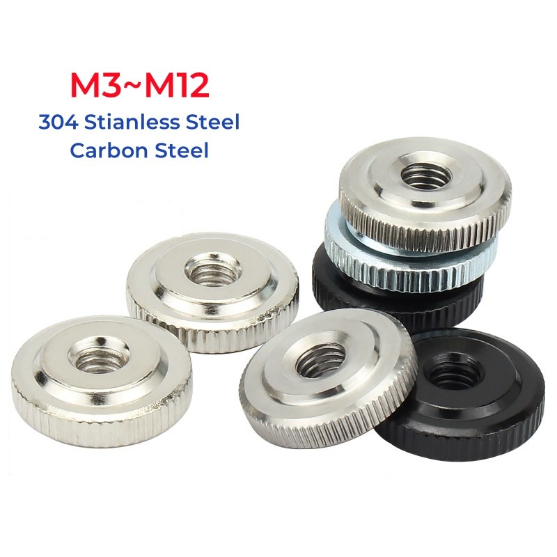 GB807 304 Stianless Steel Carbon Steel Small Step Hand Tighten Nut M3 ...