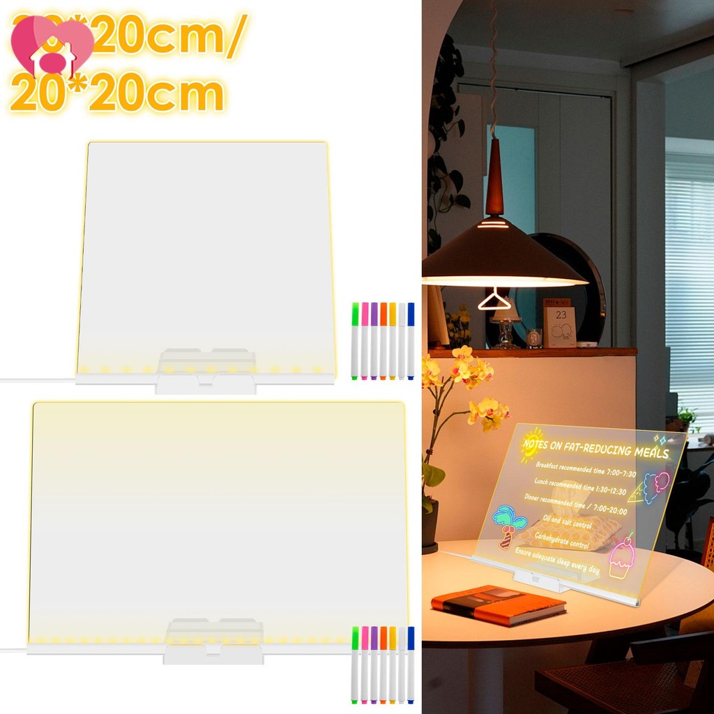 Glowing Acrylic Message Board Light up Dry Erase Board Transparent ...