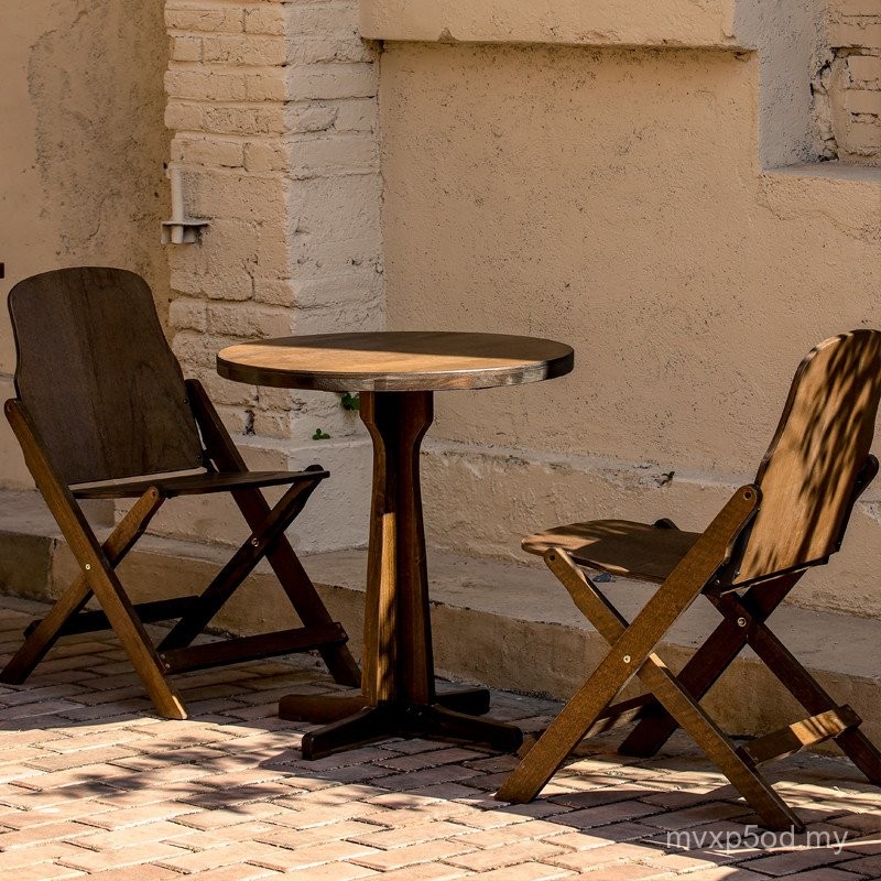 4I meja persegi kayu pepejal retro meja bulat lipat kerusi belakang ...