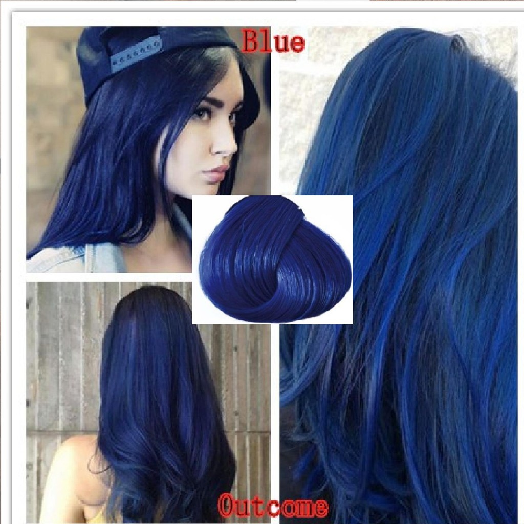 (FREE bleach set) Direct Blue Hair Color Kit (10minutes )100ml+Free ...