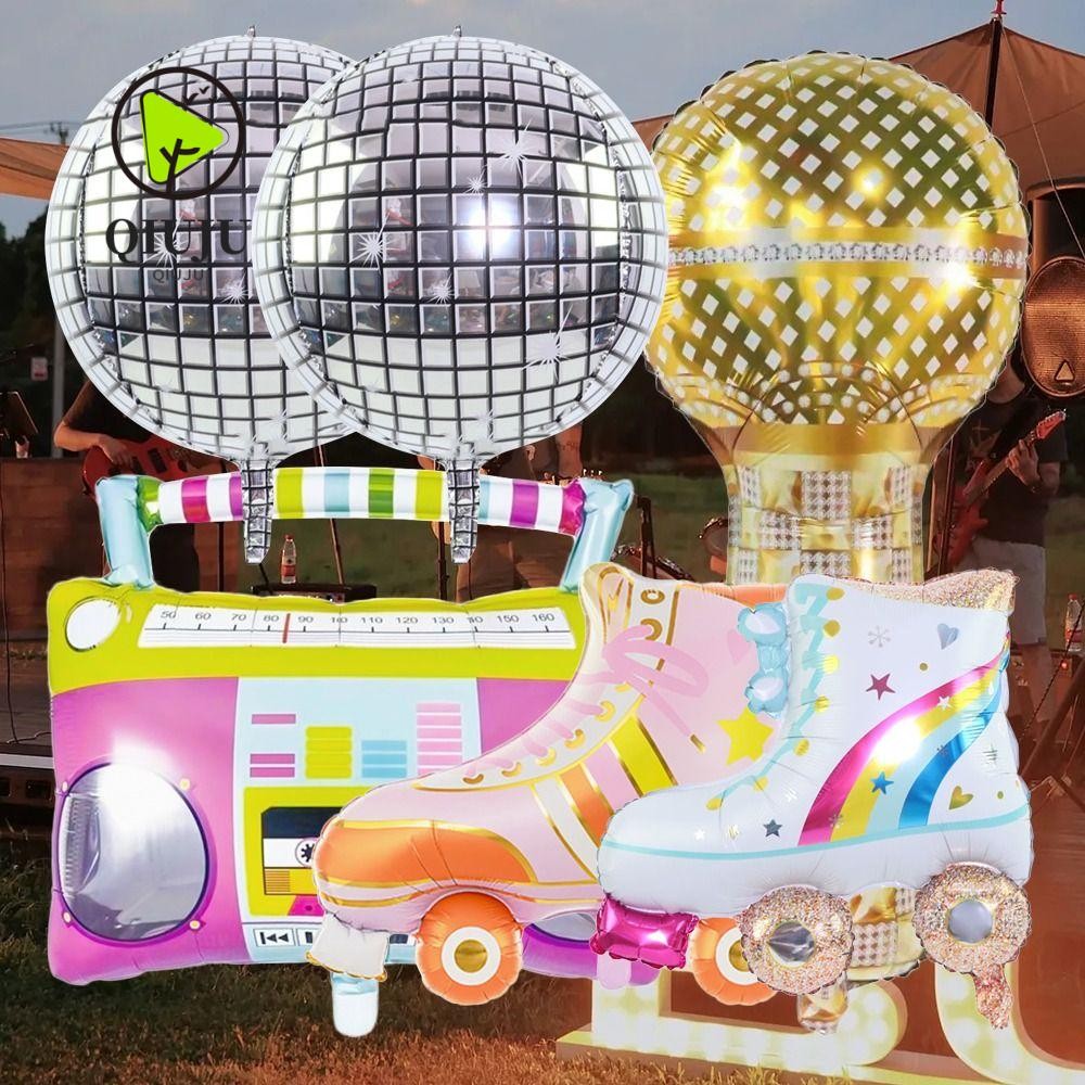 QIUJUU 4/6pcs Roller Skate Balloon Set, 80s 90s Retro Theme Radio 4D ...