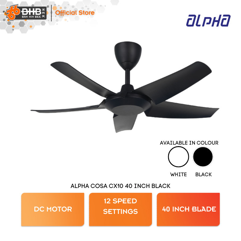 Alpha Cosa Ceiling Fan CX10 DC Motor 12 Speed Settings CX10 White/Black ...