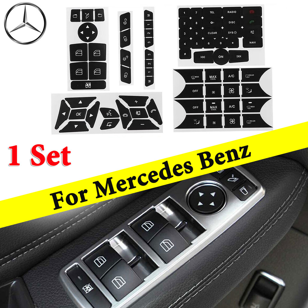 Car Button Repair Stickers Black Decals For Mercedes Benz W212 W218 ...