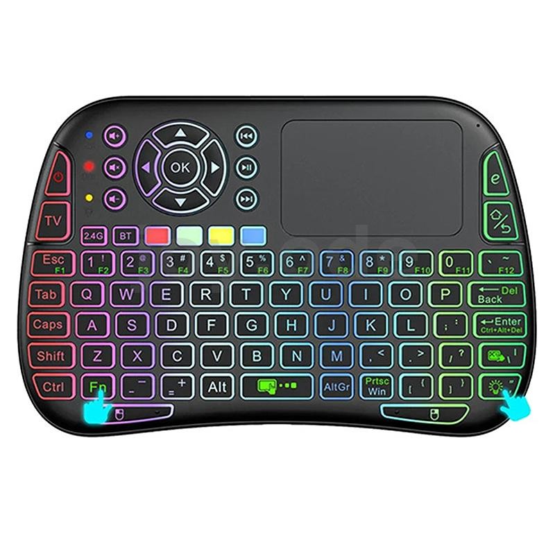 M9 BT&2.4G Mini Wireless Keyboard 7-color Backlit Type-C Voice IR ...