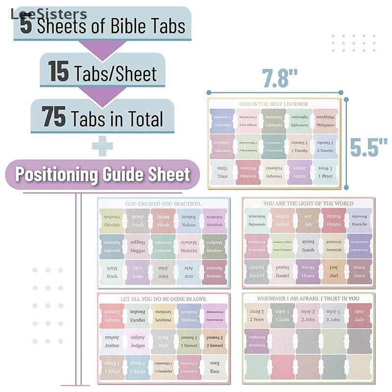 LeeSisters Bible Tabs,75 Tabs,Colorful,Laminated Bible Tabs For Women ...