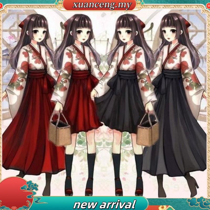 Kimono Sakura Japanese Style Floral Print Vintage Dress Woman Oriental Camellia Love Costume ...