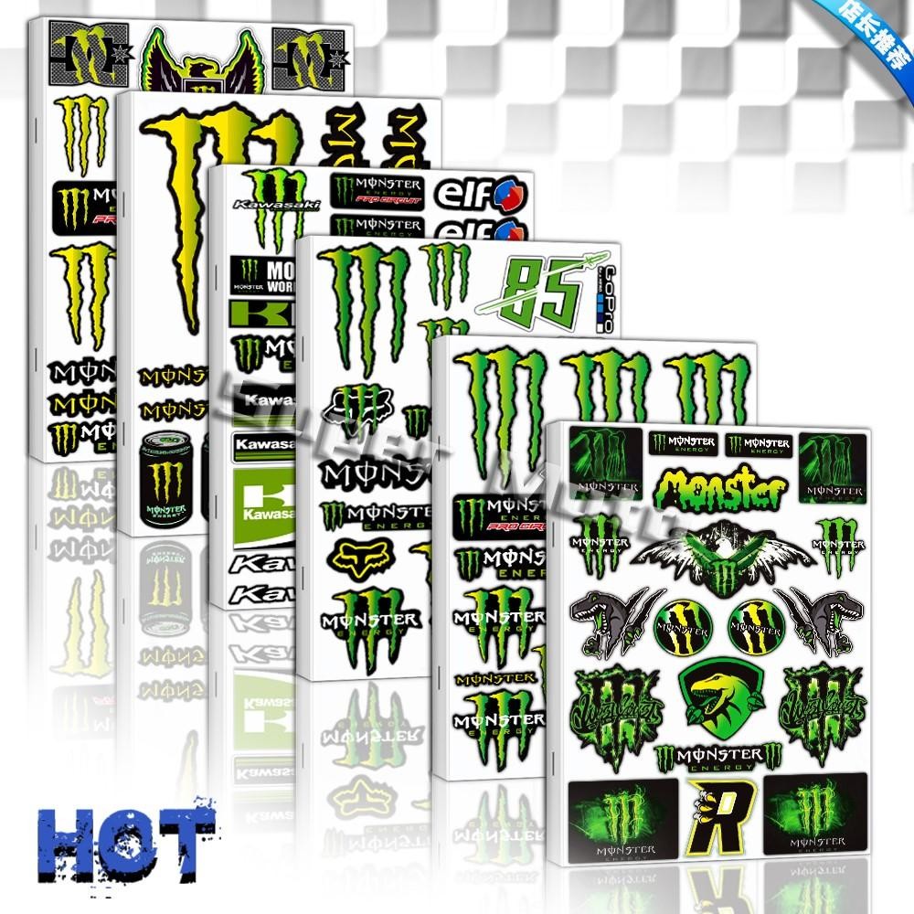 New Monster Energy Car Reflective Stickers Motorcycle Helmet Tail Box ...