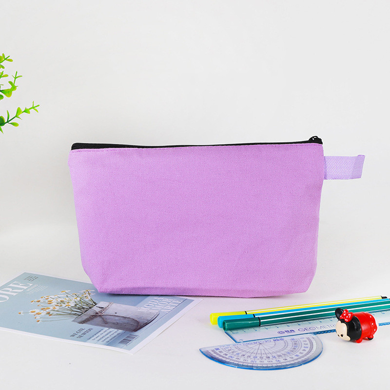 Multi-color Cotton Canvas Makeup Bag with Bottom and Strap, Multi ...
