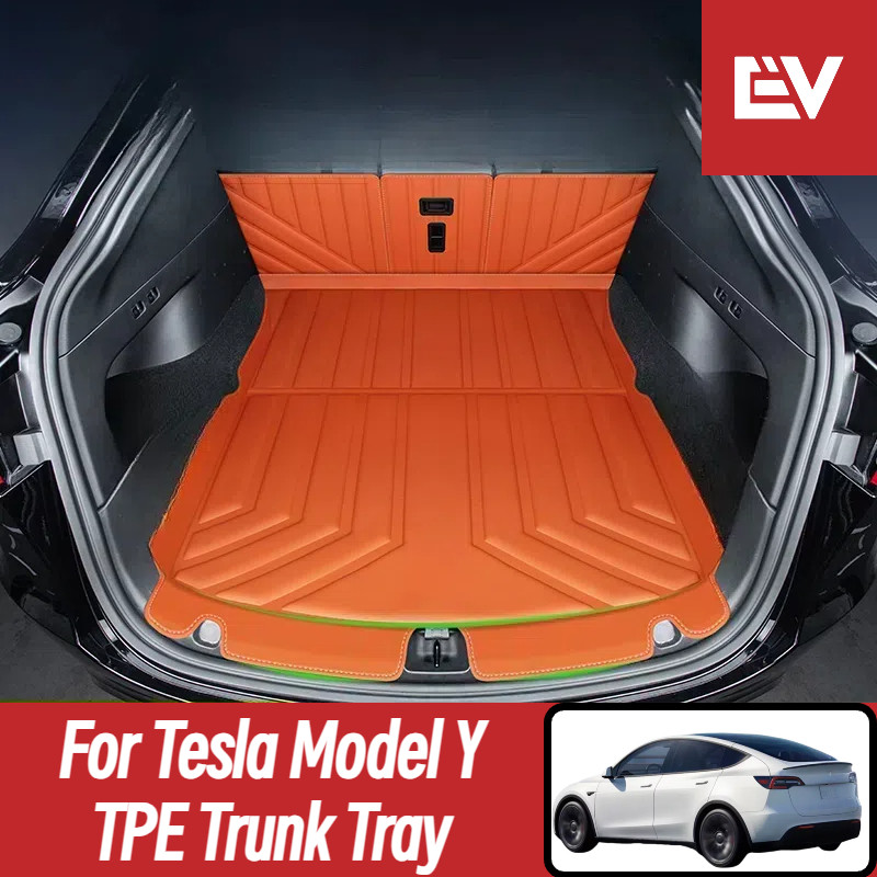 For Tesla Model Y TPE Rear Trunk Tray & Full Cover Trunk Protection ...