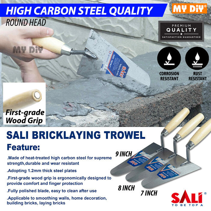 READY STOCK !!! 18"/20"/22" SALI BRICKLAYING TROWEL ROUND HEAD HIGH ...