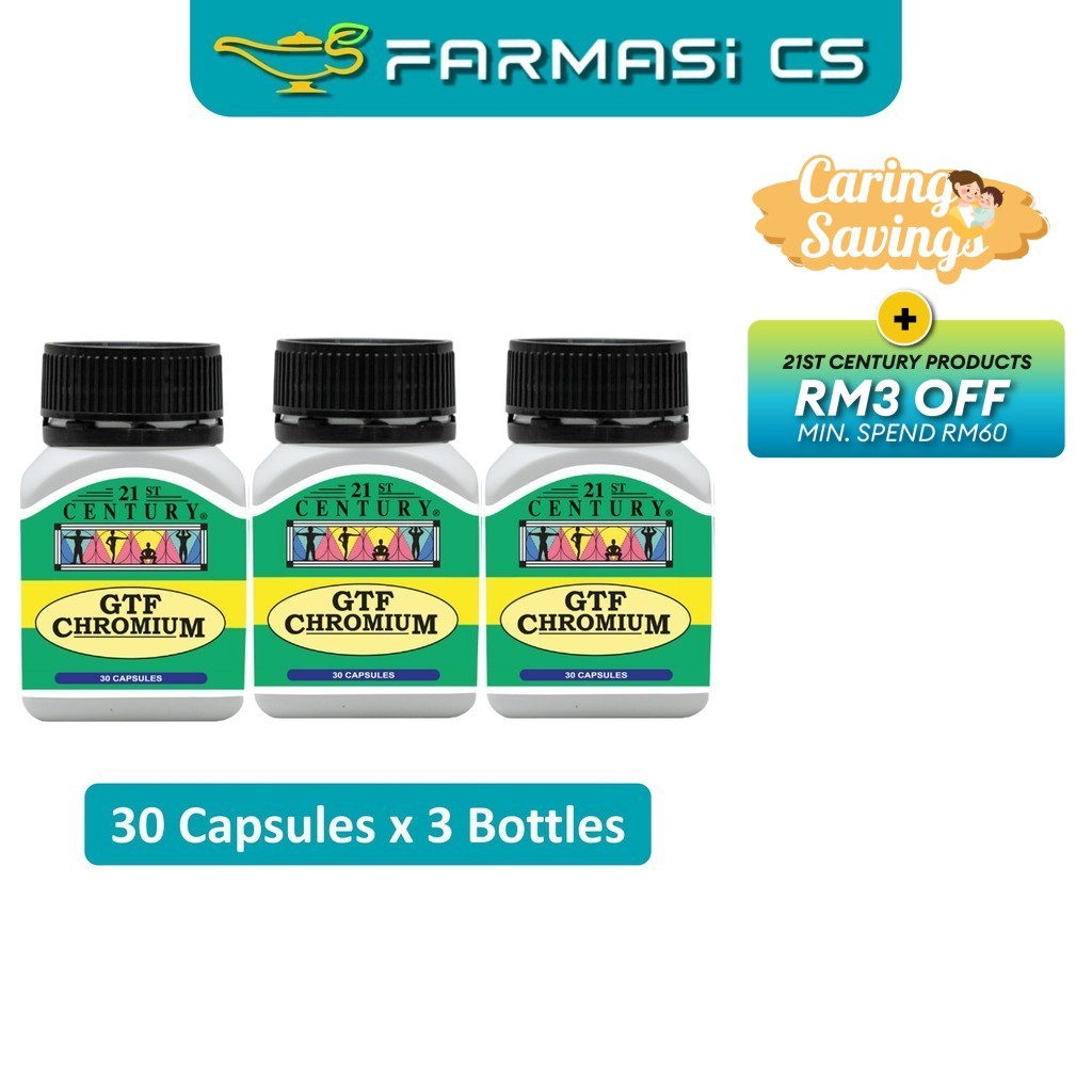 PROMO 21st Century GTF Chromium 30 Capsules x 3 Bottles EXP:06/2026 ...
