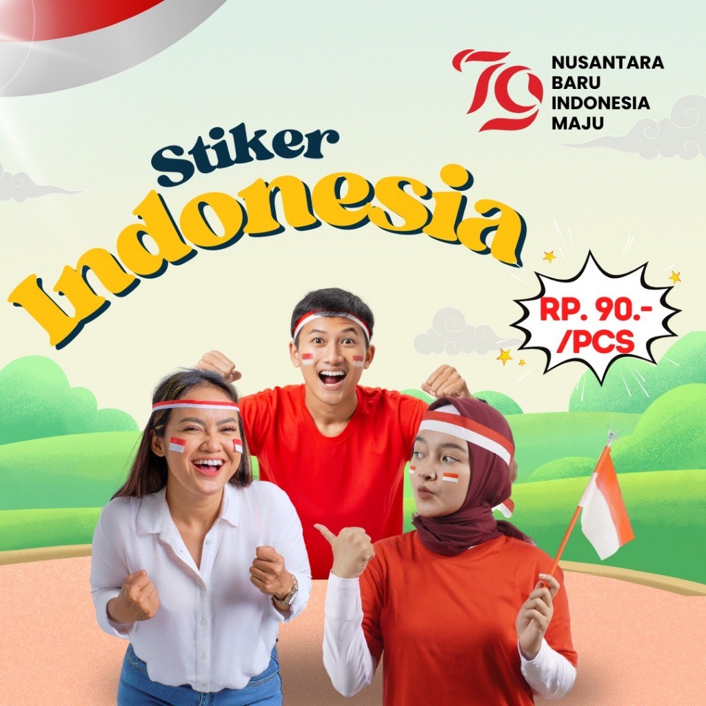 PUTIH MERAH RED AND WHITE CHEEK STICKERS / RED AND WHITE FLAG CHEEK ...