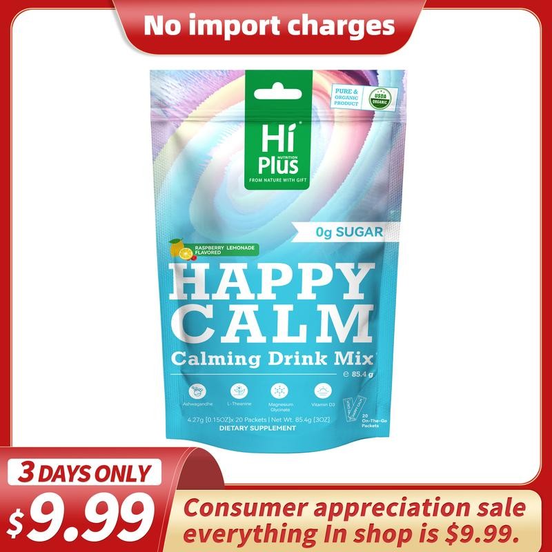HiPlus HAPPY CALM-Raspberry Lemonade,Calming Drink Powder with L ...