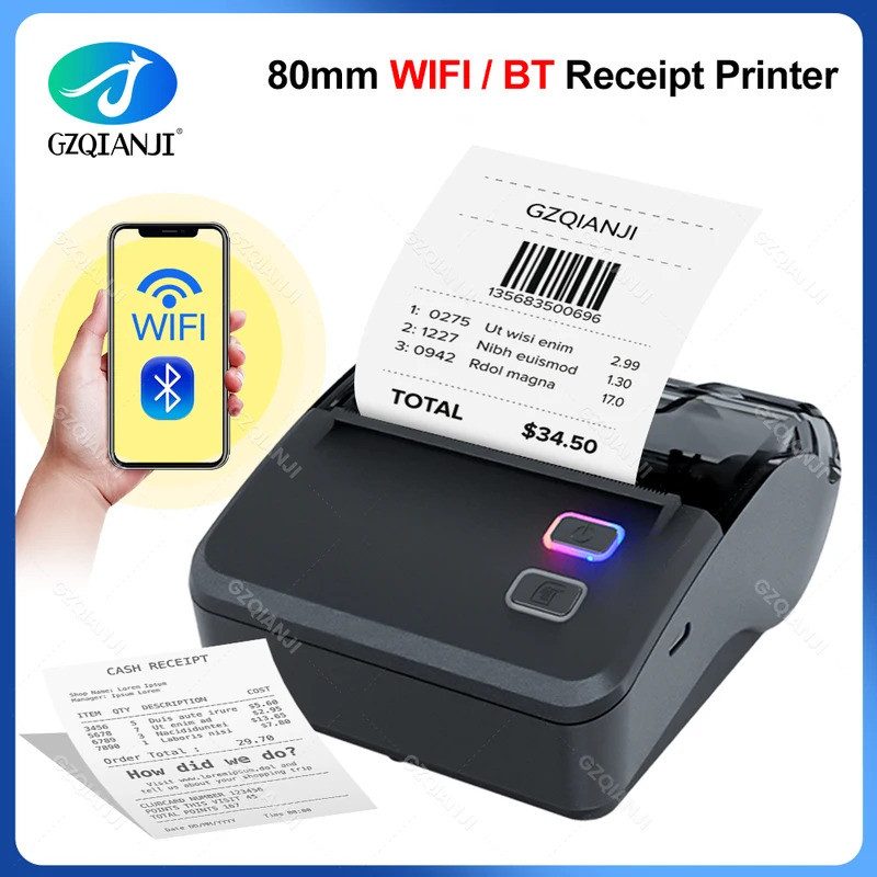80mm Wifi Mobile Thermal Receipt Bill Printer Bluetooth Portable Mini ...