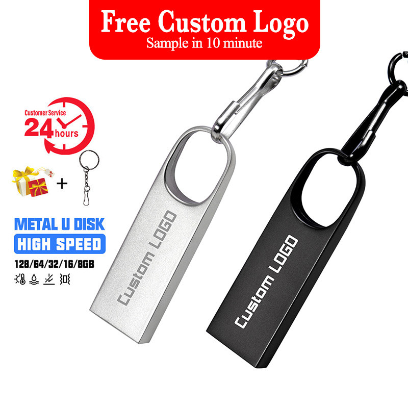 Free Laser Custom LOGO USB 2.0 Flash Drive 128GB Metal Memory Stick 64G ...