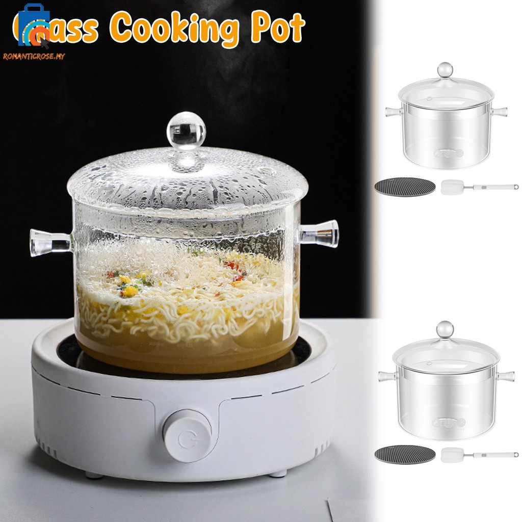 Glass Simmer Pot 1300/1900ml Heat Resistant Clear Cooking Pot Stovetop ...