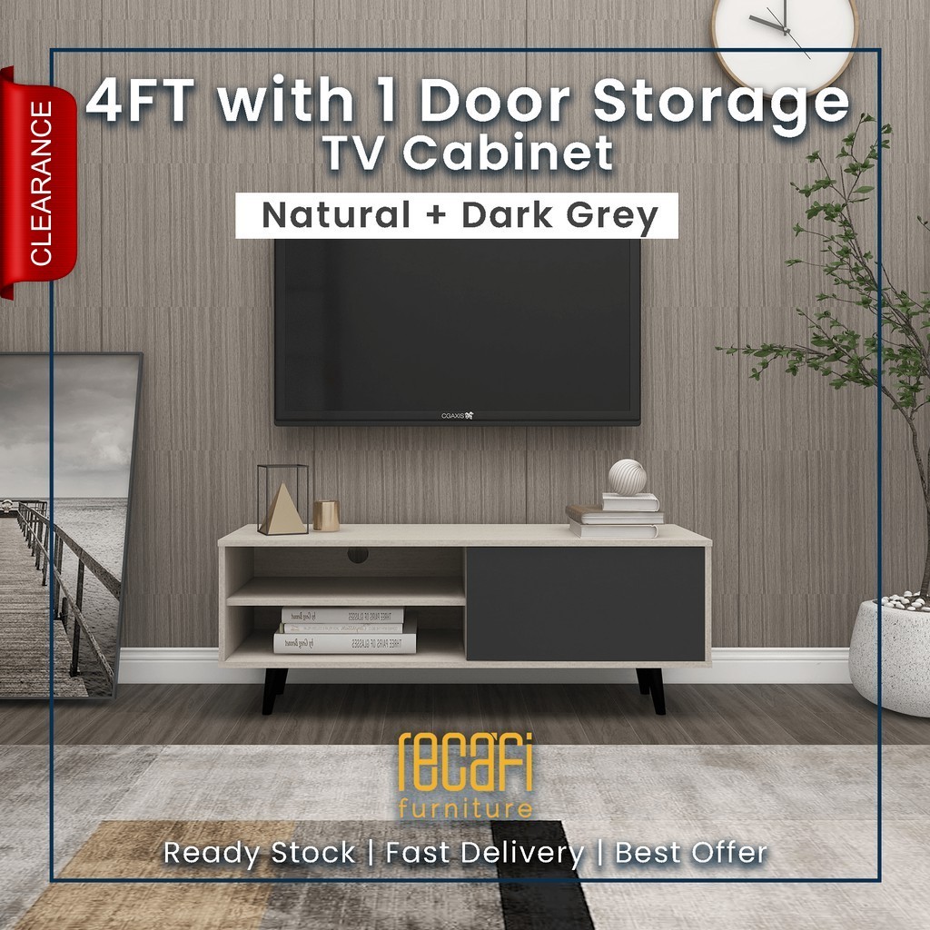 Recafi Furniture 4FT Modern Wooden TV Cabinet | Rak TV | Kabinet TV ...