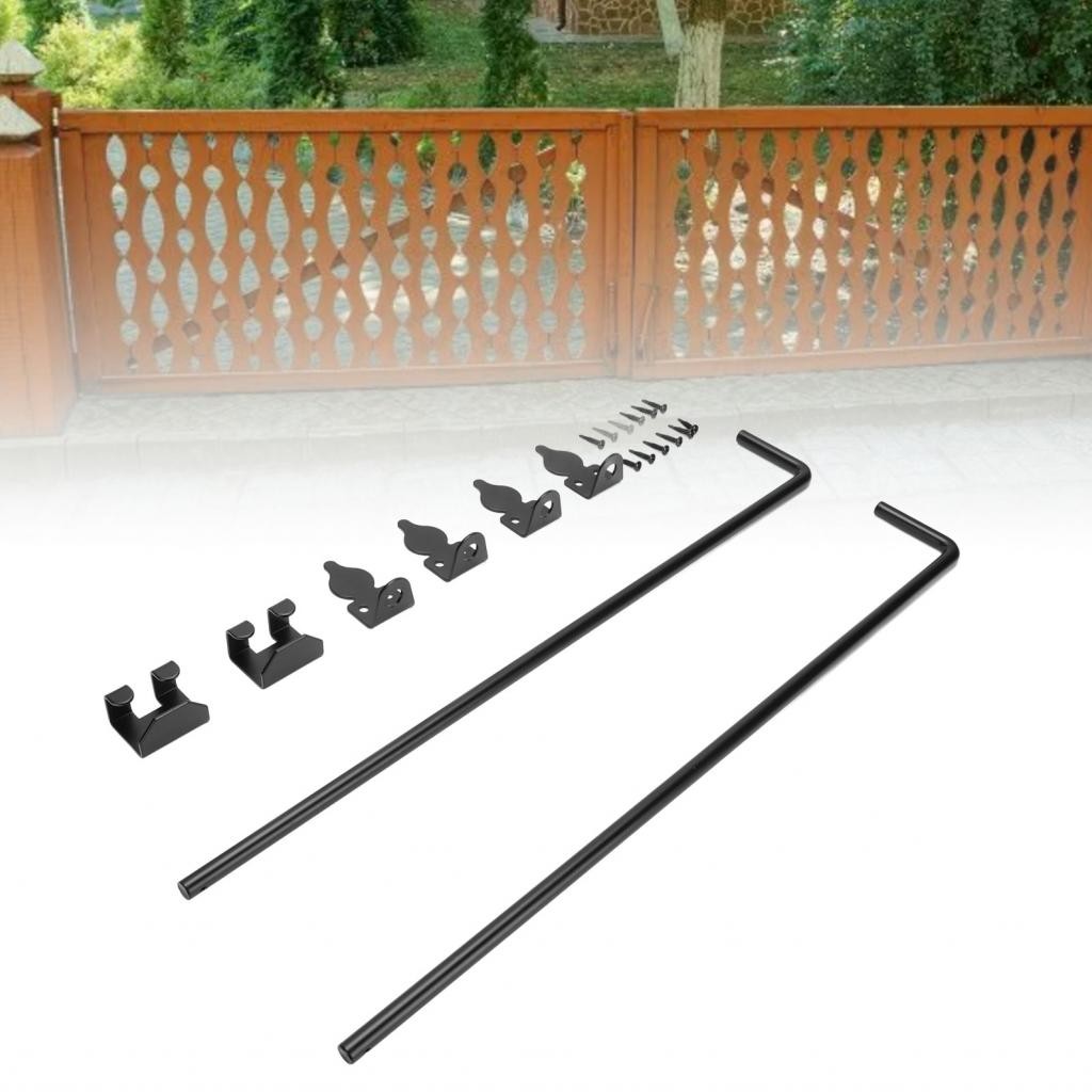 Gate Ground Latch 2 Set 24in Door Drop Bar for Heavy Doors Fences ...