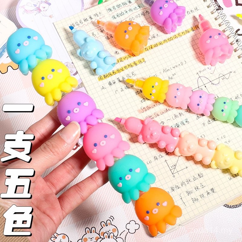 Pen Serlah Silikon Octopus Kecil yang comel Kartun Penanda Warna ...