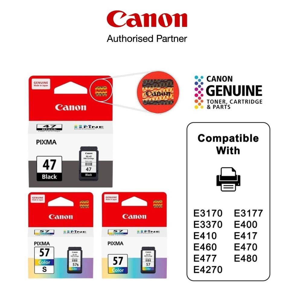 Canon PG47 / CL-57 / CL-57S / PG47 /CL57 /CL57S Ink Cartridge. E410 ...