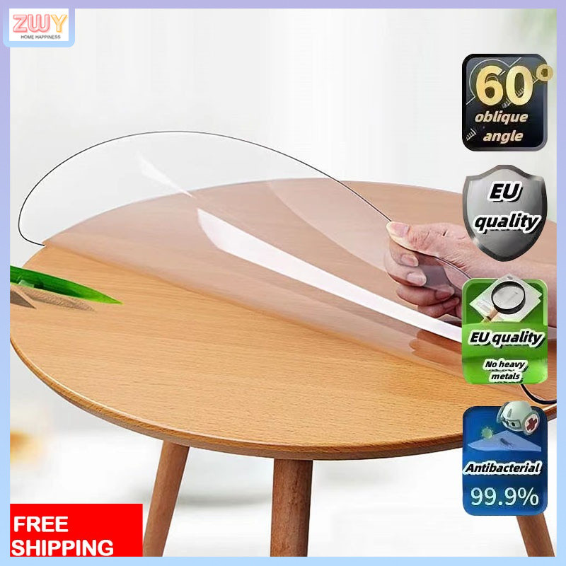 Plastic transparent round table cover alas meja bulat plastik ...