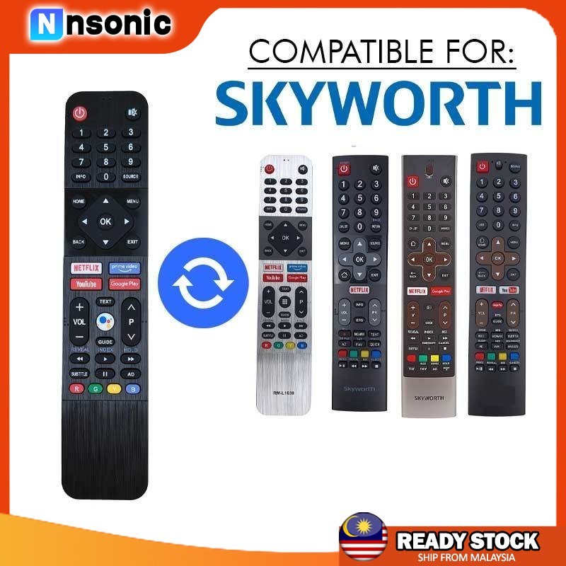 Prism Skyworth Android Smart TV Remote Control Prism+ Skyworth Replacement Android TV Remote RM ...