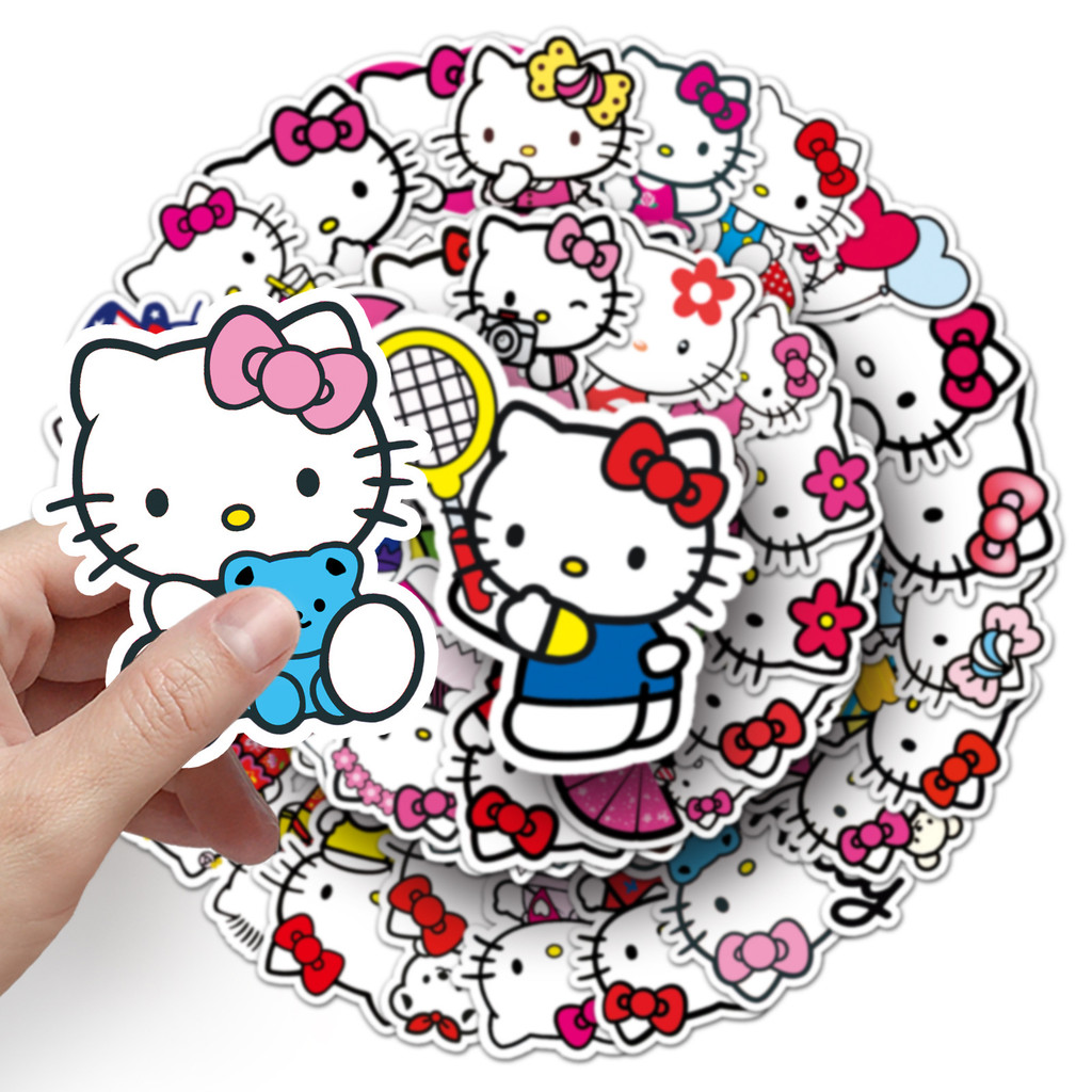 50pcs KT Cat Cartoon Sanrio Luggage Stickers Stationery Box Stickers ...