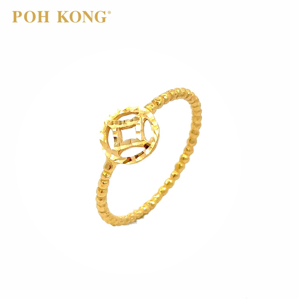 POH KONG 916/22K Yellow Gold Ancient Coin Carved Beads Ring | Shopee Malaysia